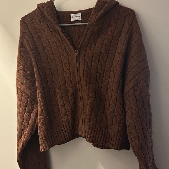 Sunday Best | Sweaters | Sunday Best Chocolate Cable Knit Cardigan ...